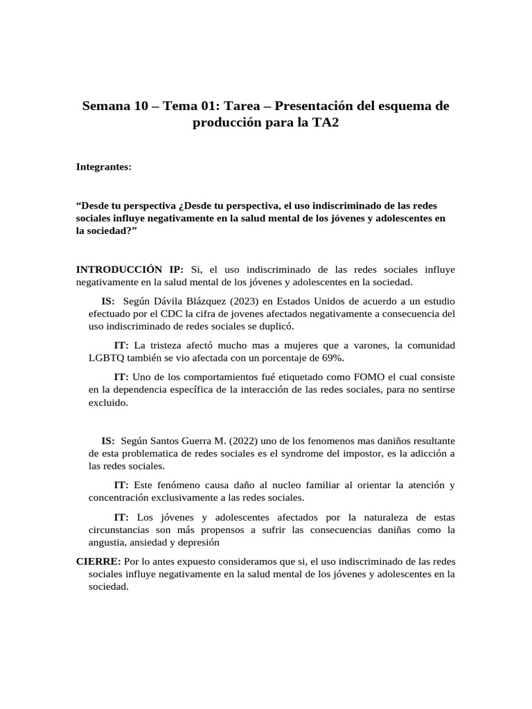 Semana 10 Esquema de Produccion | PDF