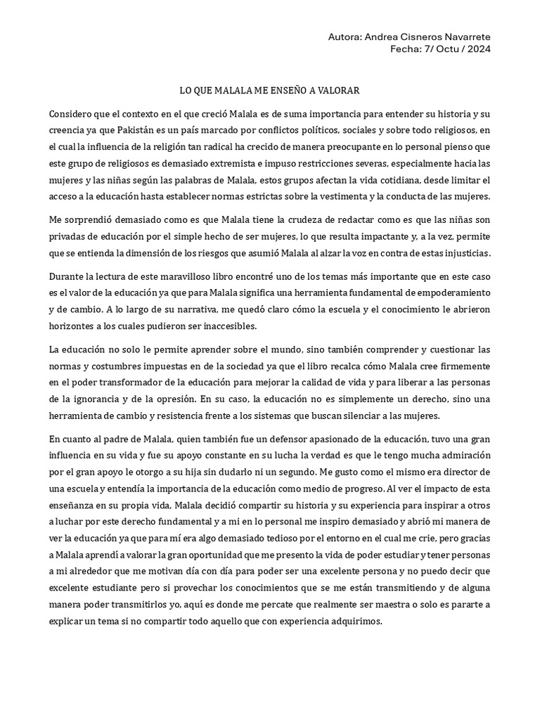 Analisis Personal Malala | PDF