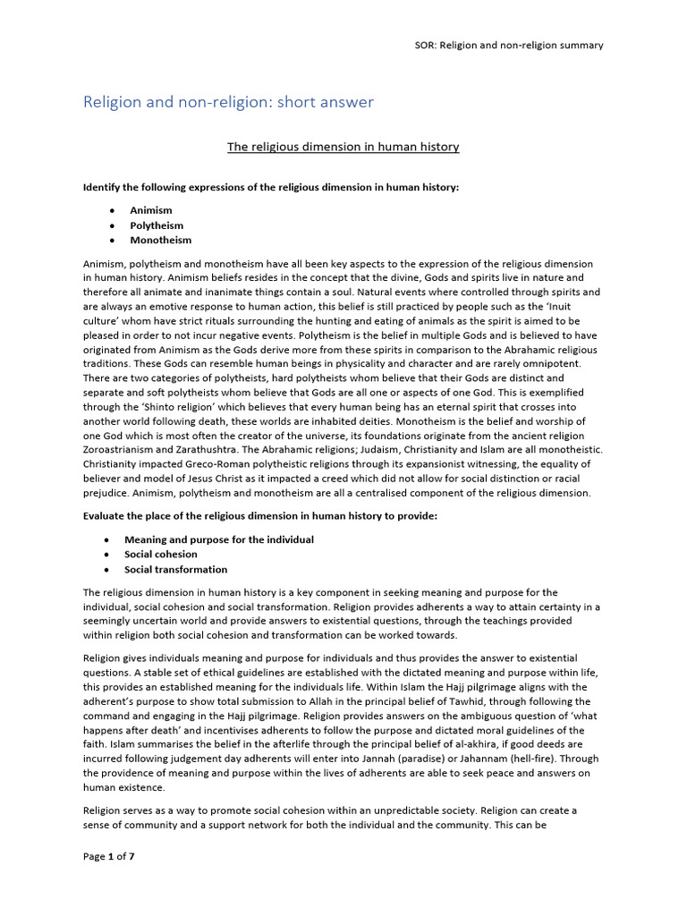 Overview of Major Religions and Their Impact | PDF | Polytheism ...