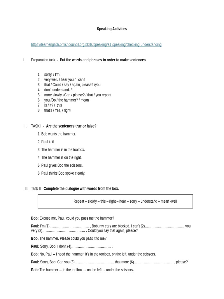 4.1. Speaking Activities | PDF