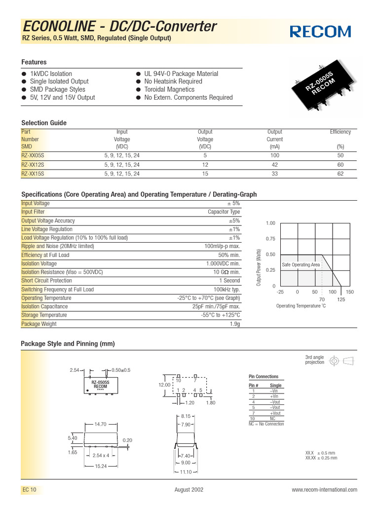 RECOM-0505 RecomInternationalPower | PDF | Electrical Components ...