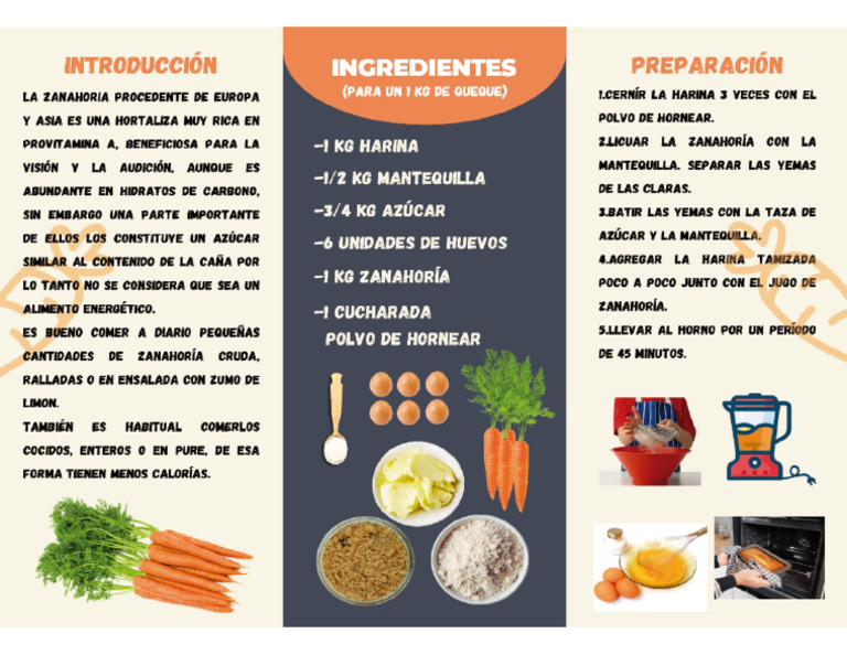 Triptico Queque de Zanahoria | PDF