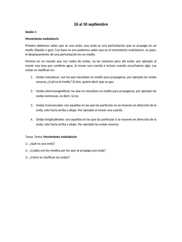 Movimiento Ondulatorio, Modelo de Ondas y Explicación de ...