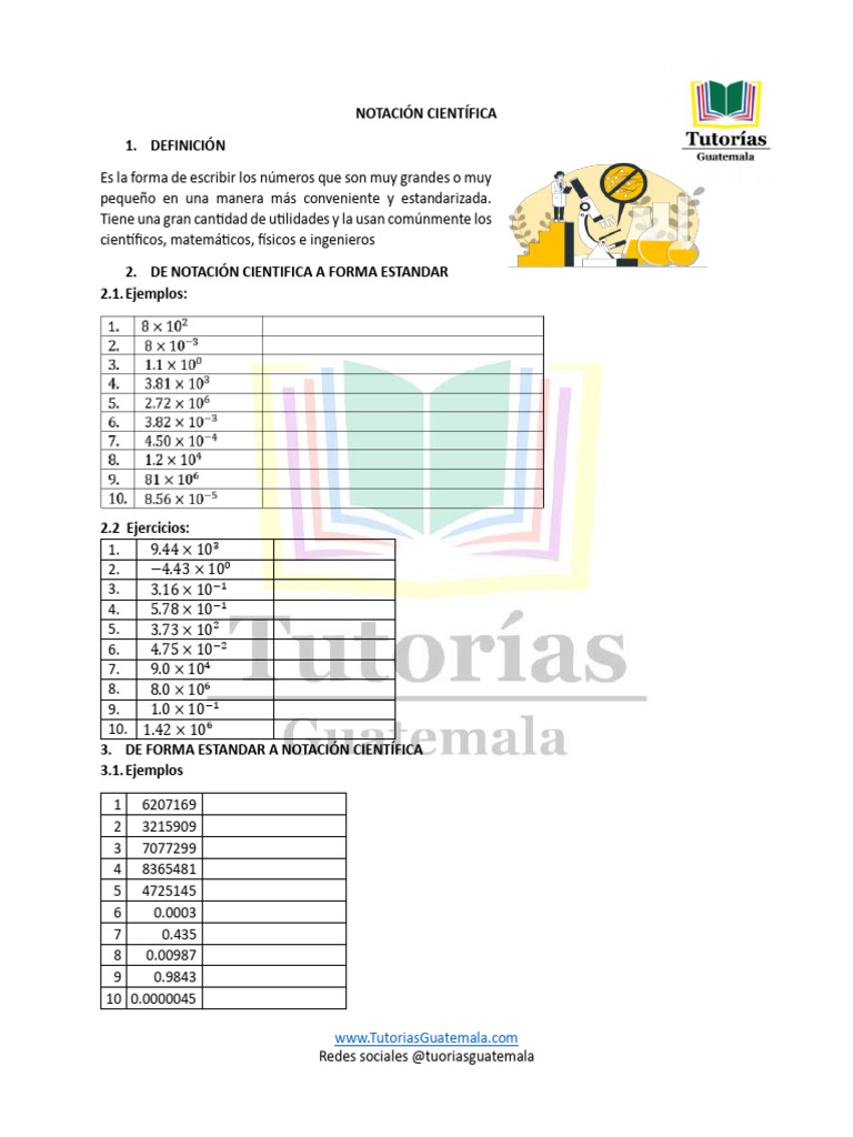 Notación Científica: Ejemplos y Ejercicios | PDF | Notación Matemática ...