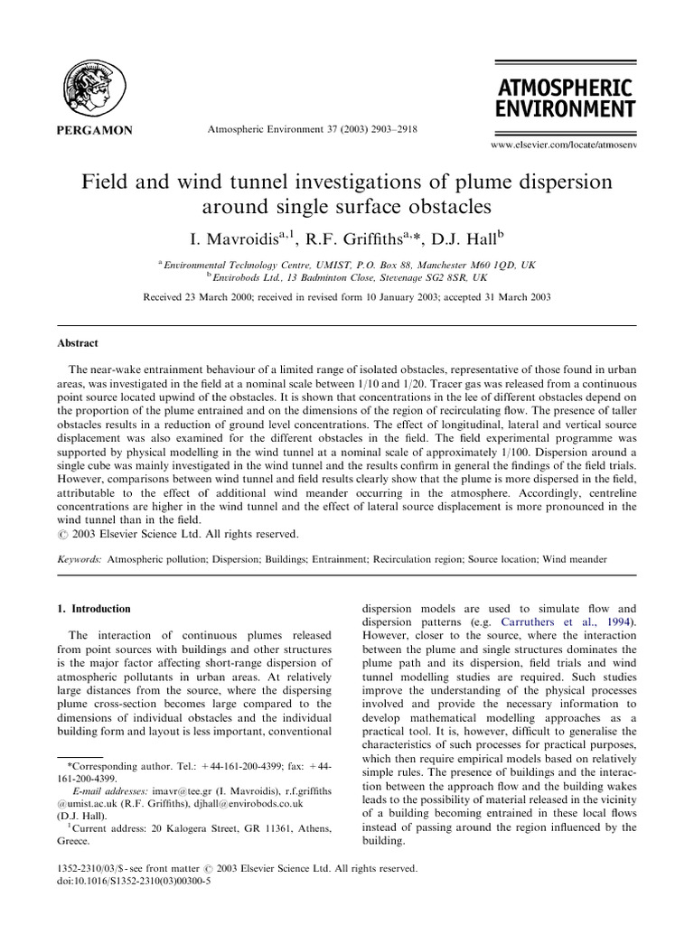 Plume Dispersion Study: Obstacles | PDF | Reynolds Number | Turbulence