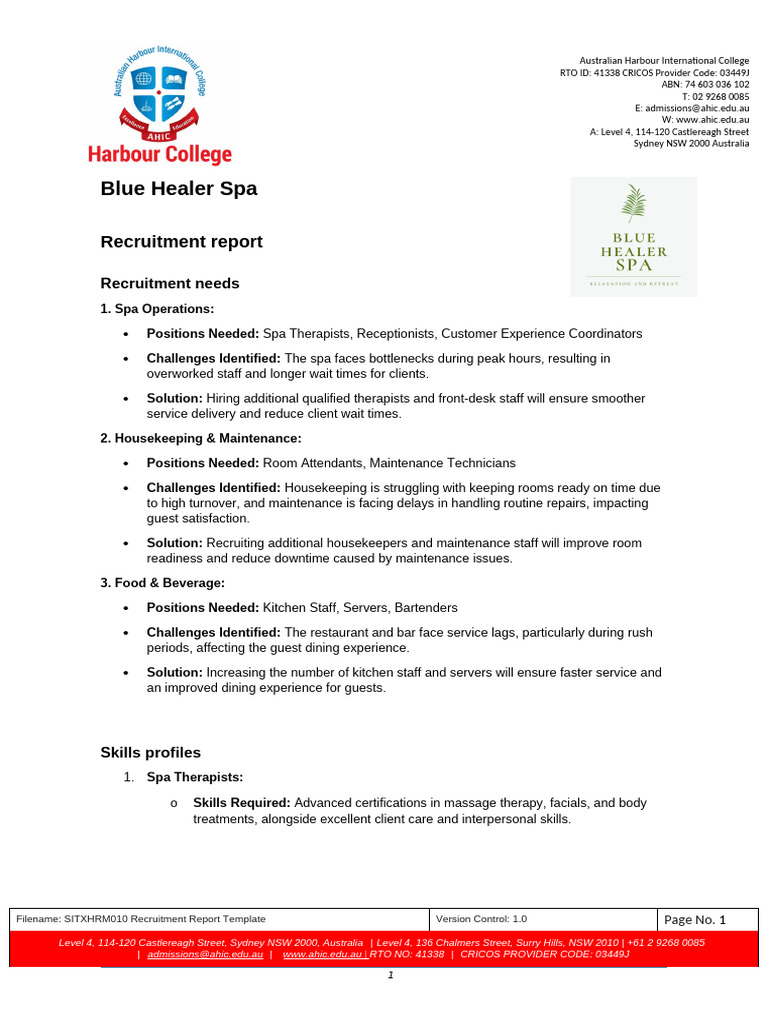 Recruitment Report Template | PDF | Recruitment | Employment