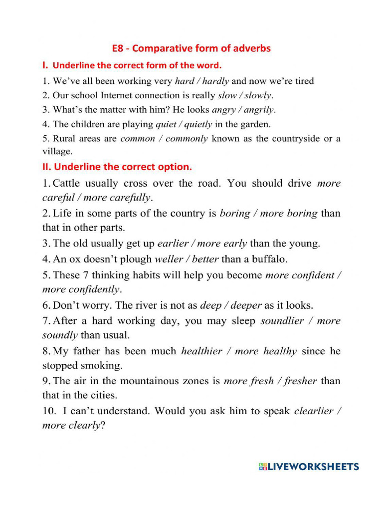 Comparative Form of Adverbs | PDF