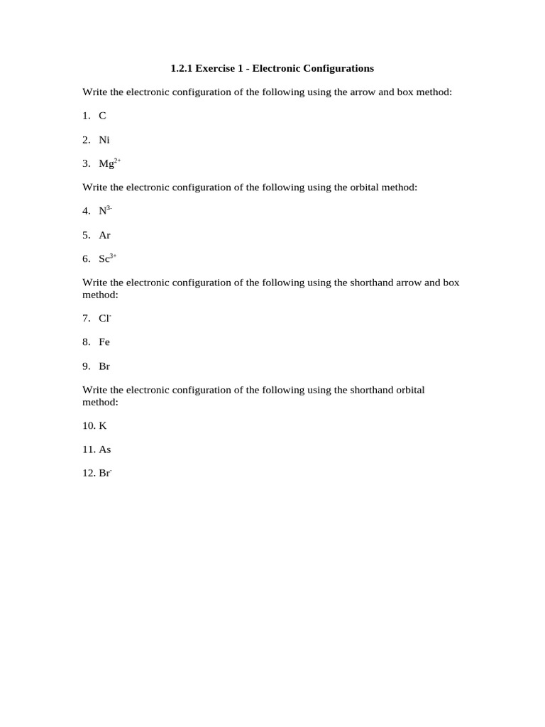 1.2.1 Exercise 1 - Electronic Configuration | PDF | Technology & Engineering