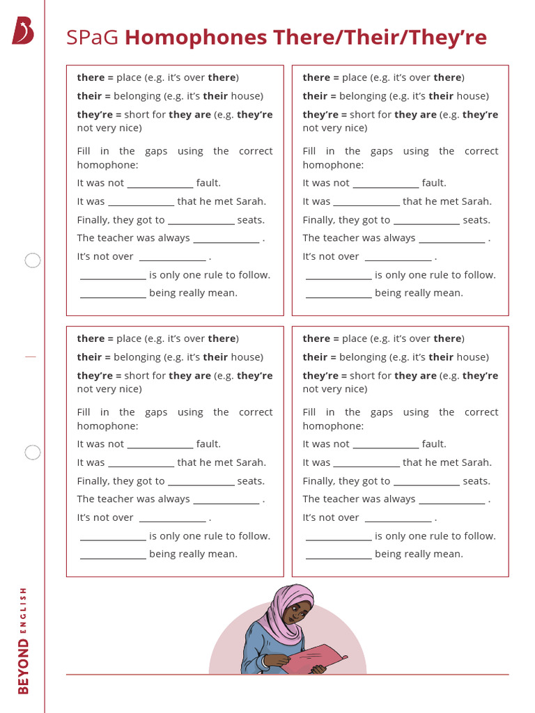 Homophones There Their Theyre Worksheet | PDF | Language Arts & Discipline