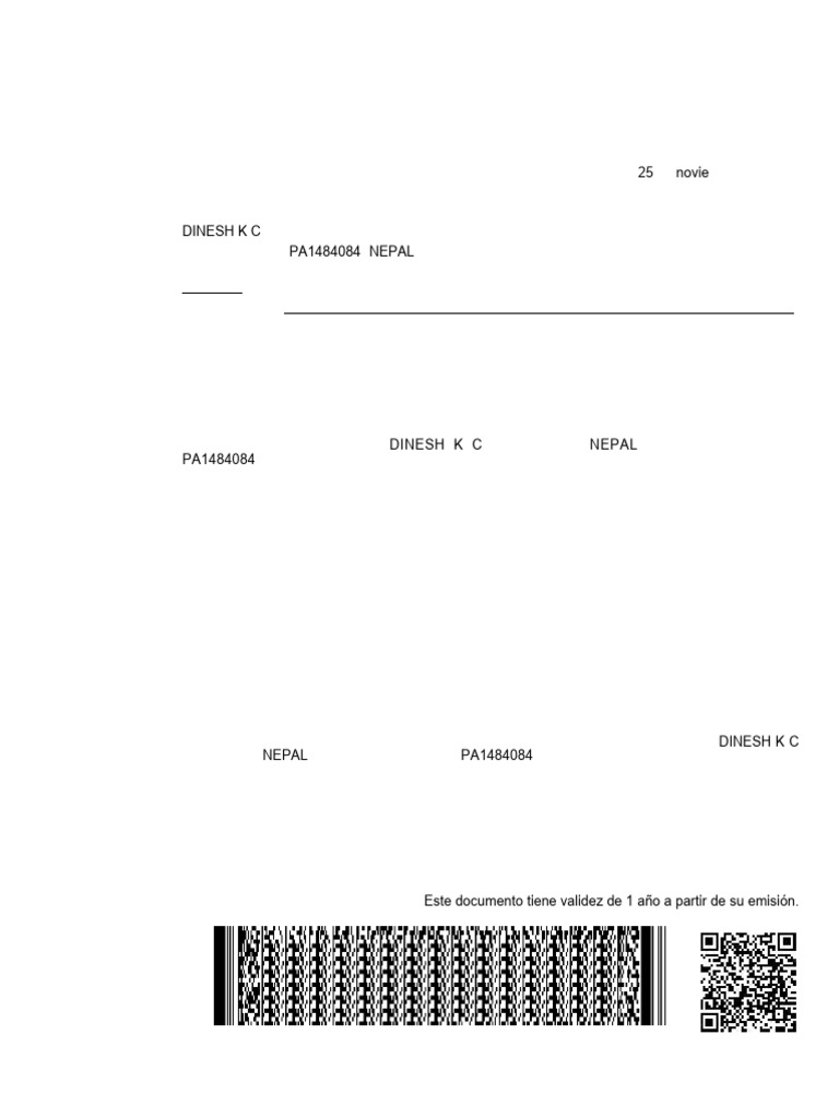 Dinesh K C Pa1484084 Nepal Presente Ref Autorización Para El