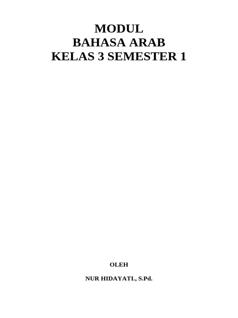 Modul Bahasa Arab Kelas 3 | PDF