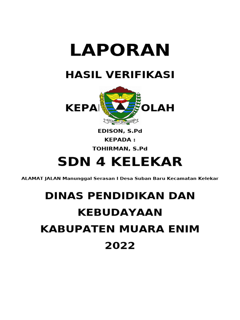 BERITA ACARA SERAH TERIMA SDN 4 KLK PK JK | PDF