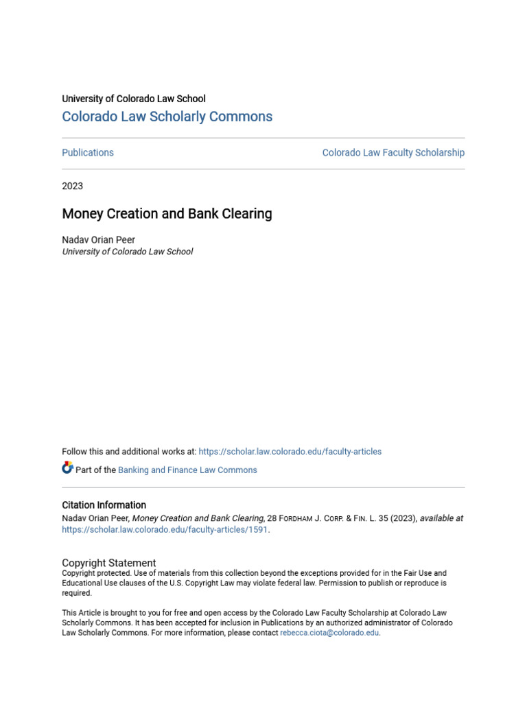 Money Creation and Bank Clearing-1 | PDF | Deposit Account | Banks