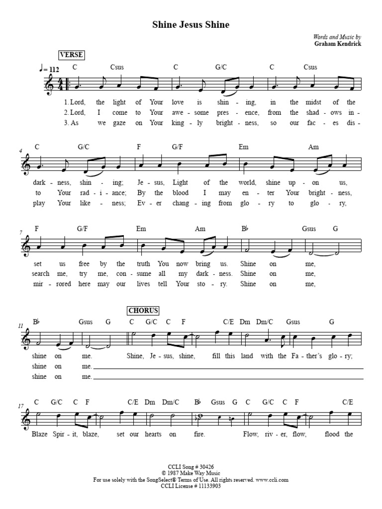 Shine Jesus Shine Sheet Music | PDF