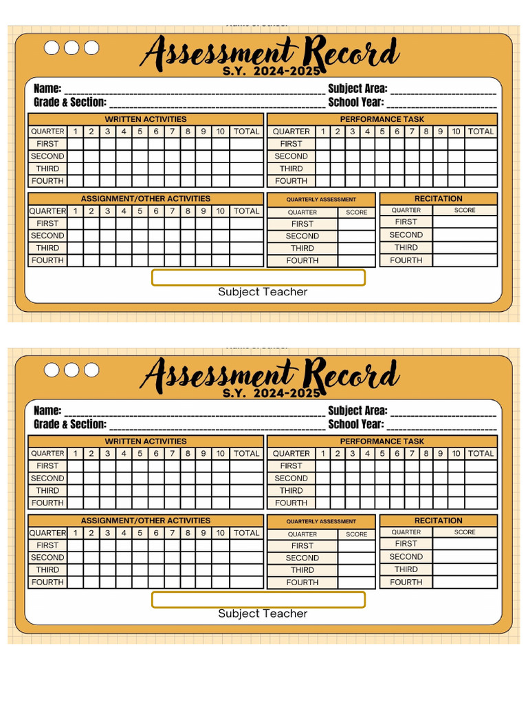 ASSESSMENT RECORD Gold | PDF
