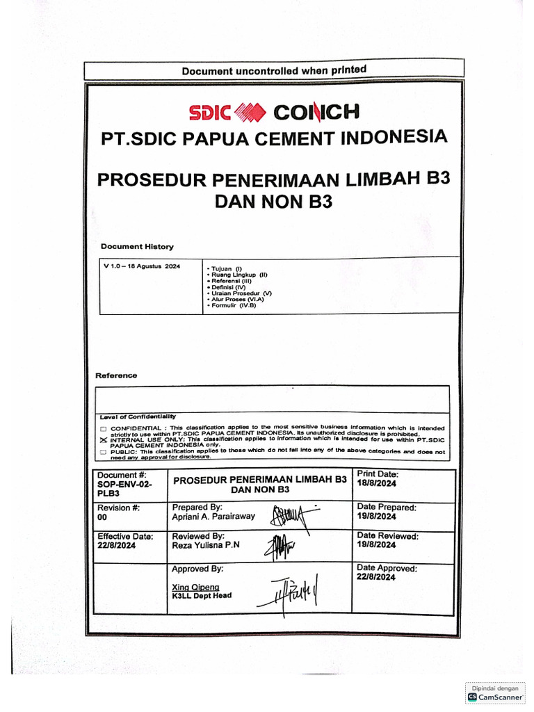 SOP-ENV-003-PLB3 - Penerimaan LB3 NONB3 | PDF