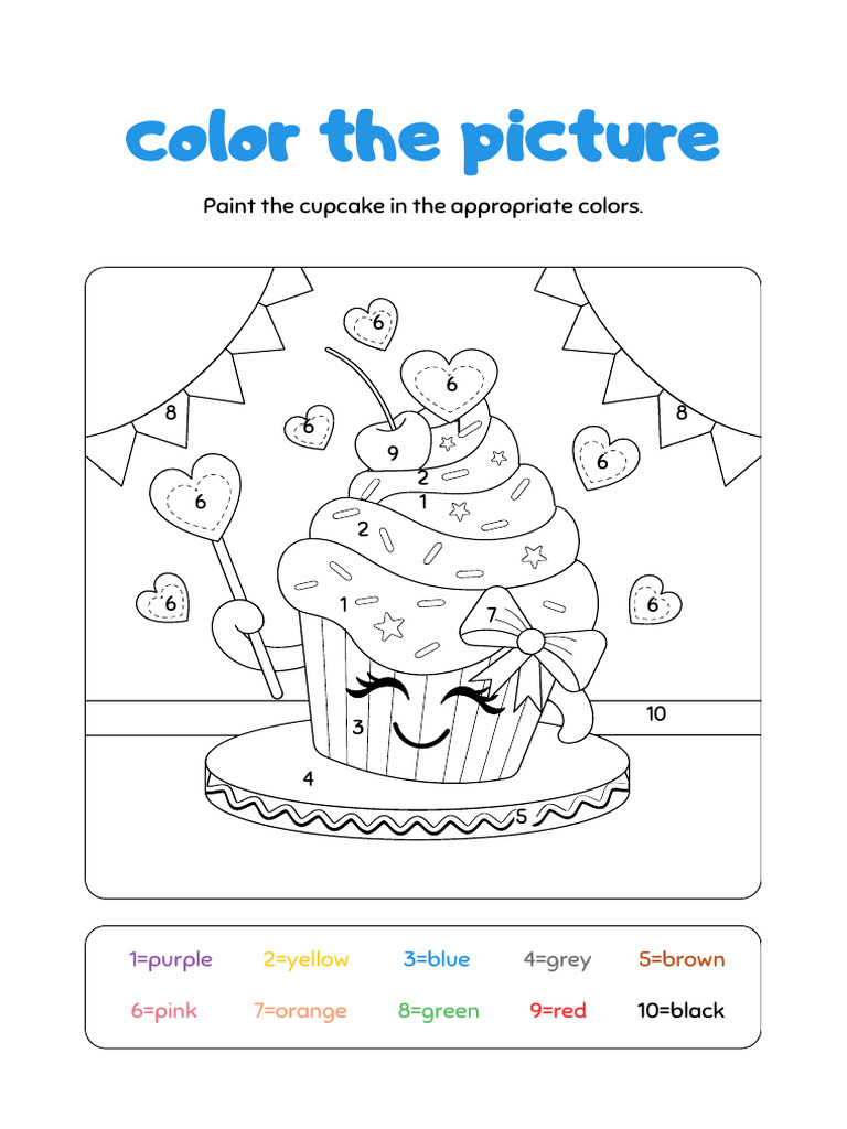 Blue and White Printable Color The Picture Worksheet | PDF | Paintings ...