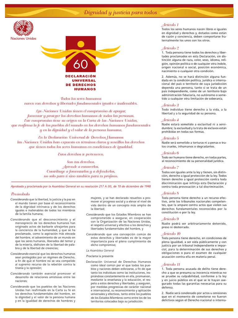 Declaraci N Universal de Los Derechos Humanos | PDF | Libertad ...