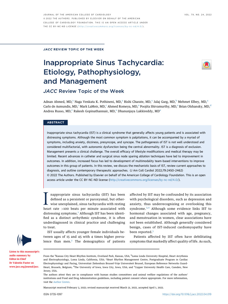 Inappropriate Sinus Tachycardia Review | PDF | Acetylcholine | Heart