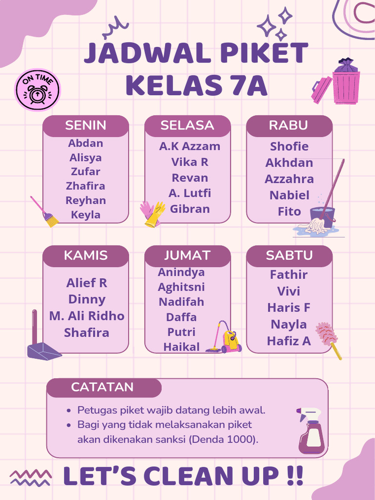 Jadwal Piket Kelas 7A | PDF