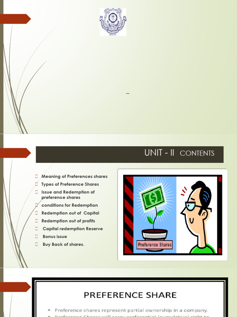 Redemption of Preference Shares | PDF