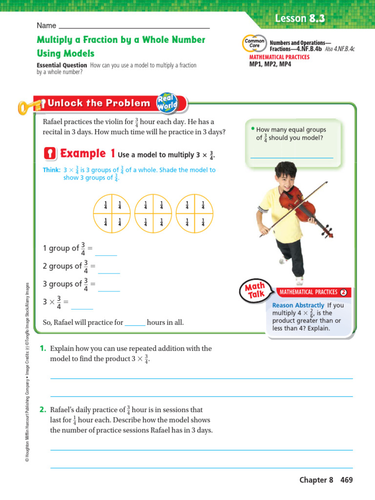 Example 1: Multiply A Fraction by A Whole Number Using Models | PDF ...
