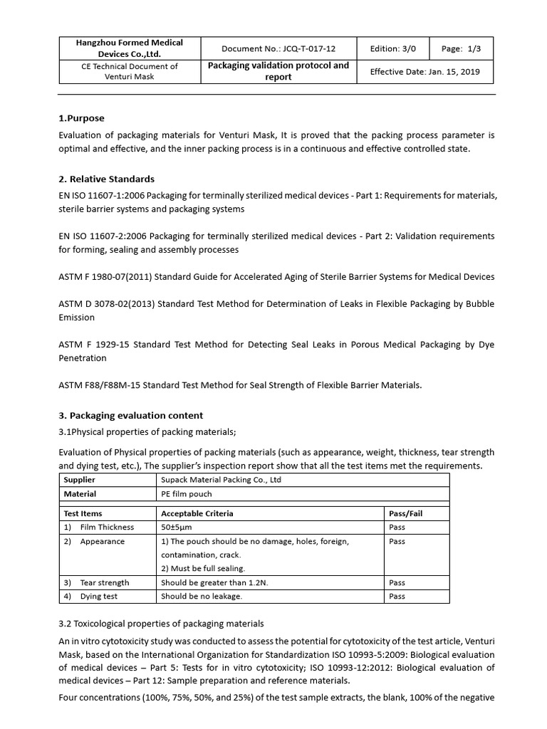 Venturi Mask Packaging Protocol | PDF | Packaging And Labeling ...