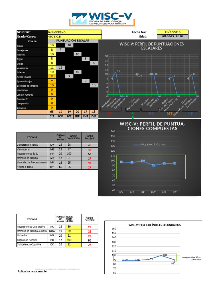 Resultados WISC-V de IAN MORENO y Silvia Carrillo | PDF | Procesos mentales | Neurociencia