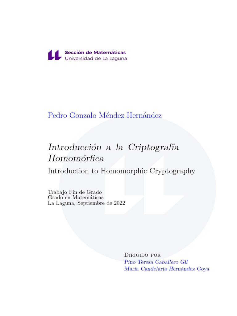 Introduccion A La Criptografia Homomorfica | PDF | Cifrado | Anillo (Matemáticas)
