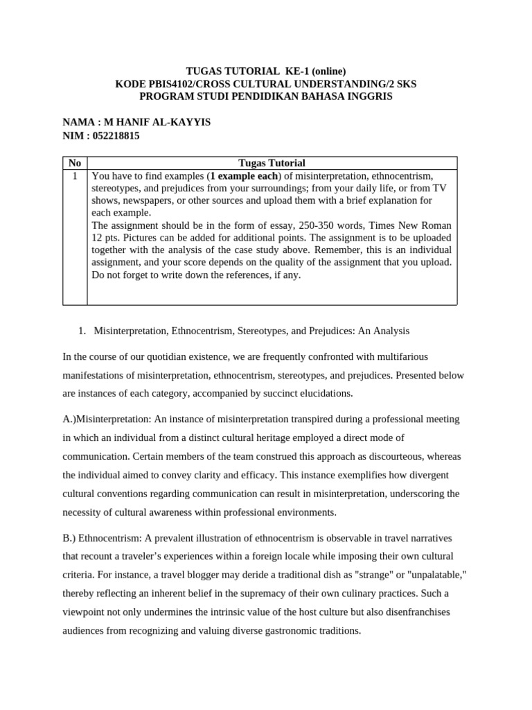 Tugas Tutorial 1 CCU | PDF | Stereotypes | Social Psychology