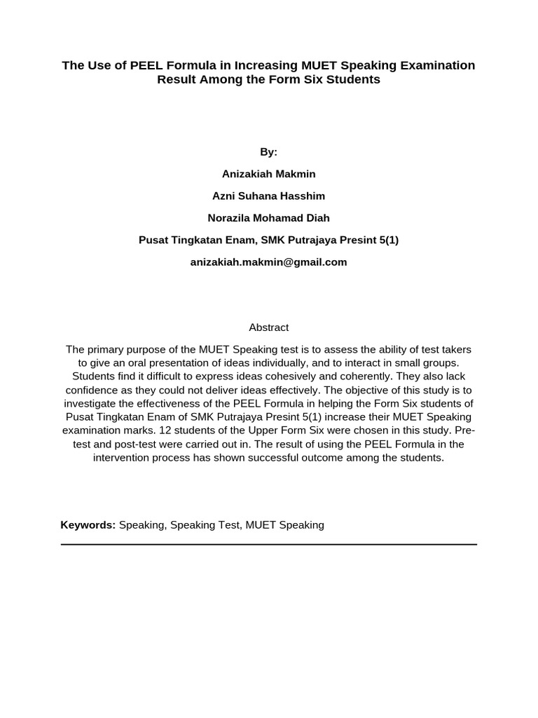 PEEL Method - Action Research | PDF | Fluency | Methodology