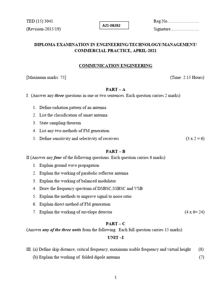 Communication Engg A21 R15 3041 | PDF | Frequency Modulation | Antenna (Radio)