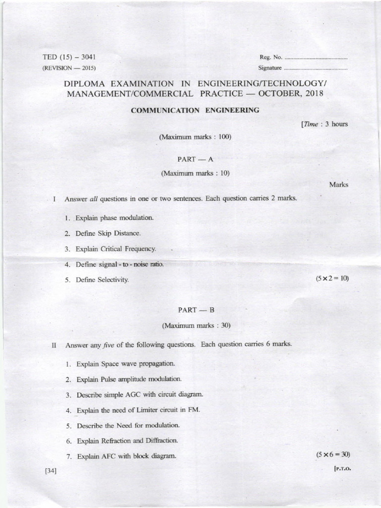 Communication Engg O18 R15 3041 | PDF | Information And Communications Technology | Waves