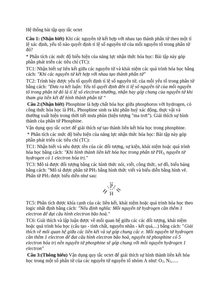 Hệ thống bài tập quy tắc octet | PDF