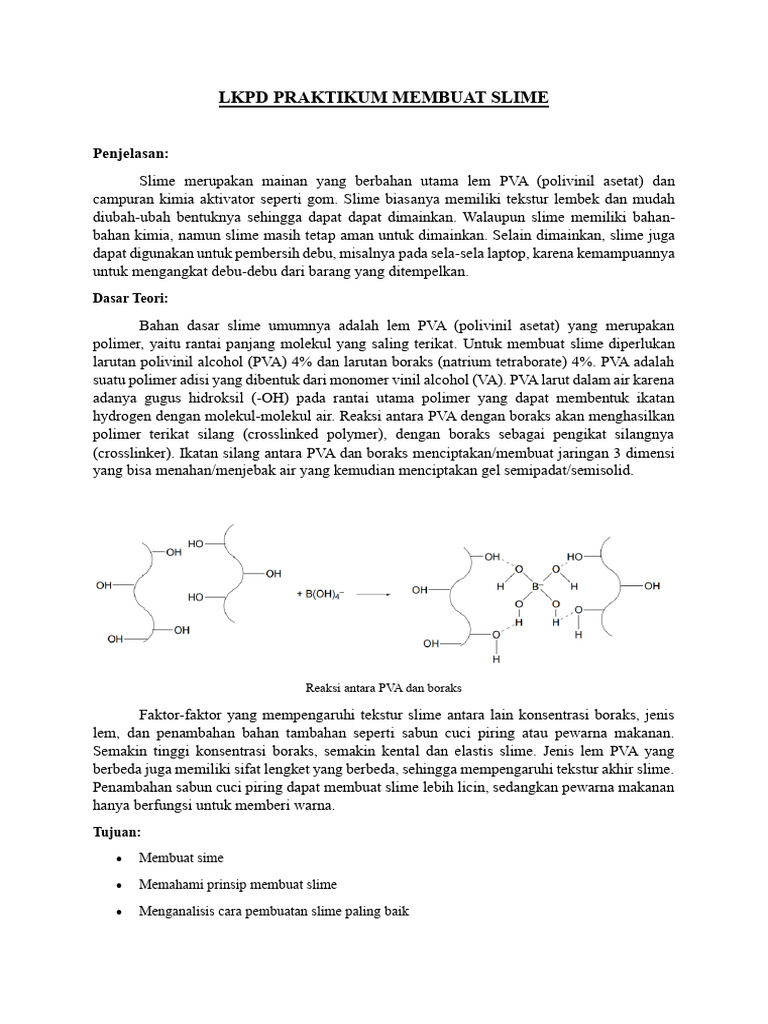 Praktikum Pembuatan Slime Sederhana | PDF | Griya & Taman
