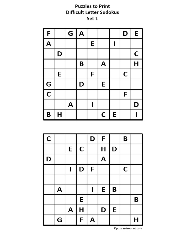 Difficult Letter Sudoku Puzzles | PDF