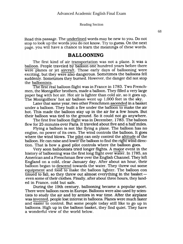 Reading and Writing Advanced Final Exam | PDF | Foreign Language Studies