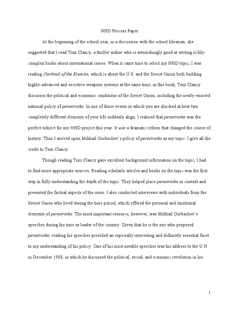 Perestroika: A NHD Process Paper | PDF | Mikhail Gorbachev | Soviet Union