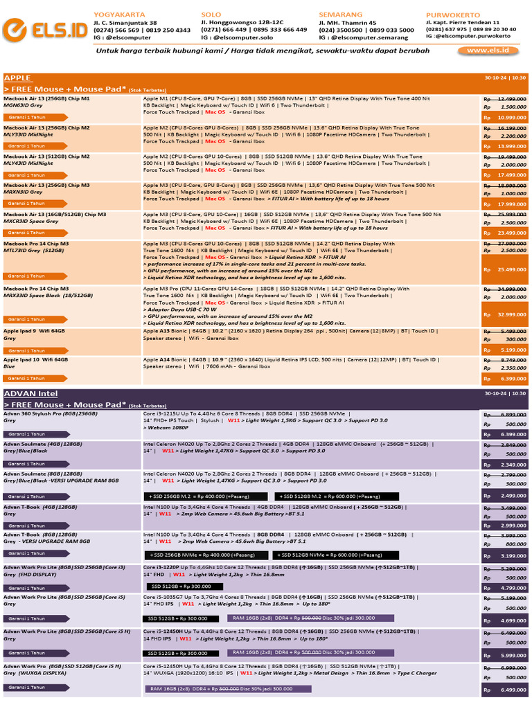 ELS 30 Oktober 2024 | PDF | Consumer Electronics | Apple Inc. Hardware