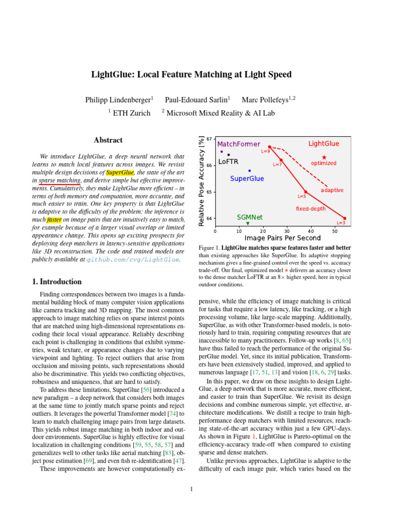 LightGlue: Fast Local Feature Matching | PDF | Cognitive Science ...