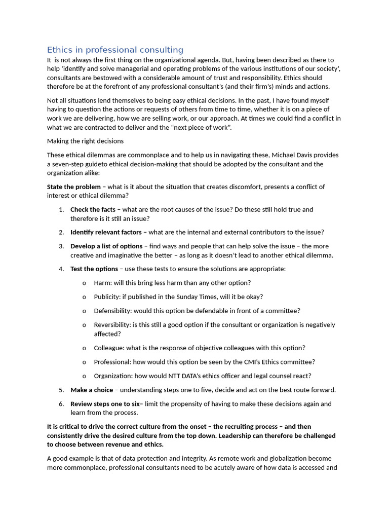 Ethical Practices in Consulting | PDF | Intellectual Property | Trade ...