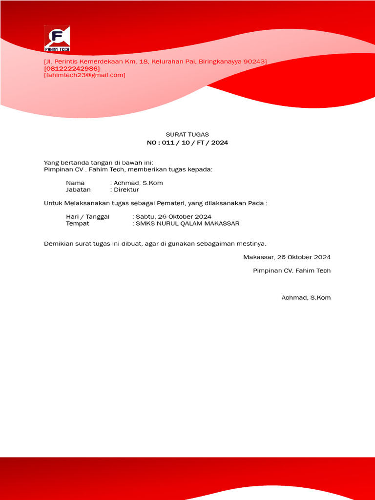 Surat Tugas NQ | PDF