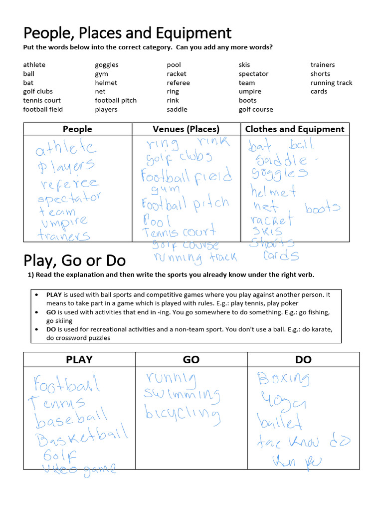 Sports Vocabulary Challenge | PDF