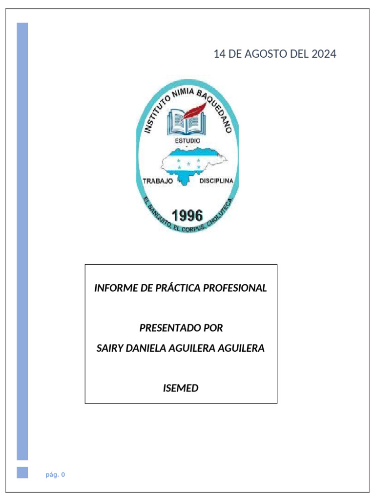 Informe de Práctica Profesional Sairy Daniela Aguilera Aguilera | PDF ...