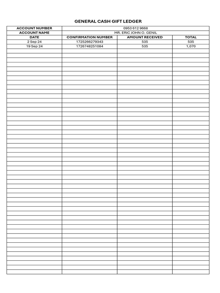 Cash Ledger 19sep24 | PDF