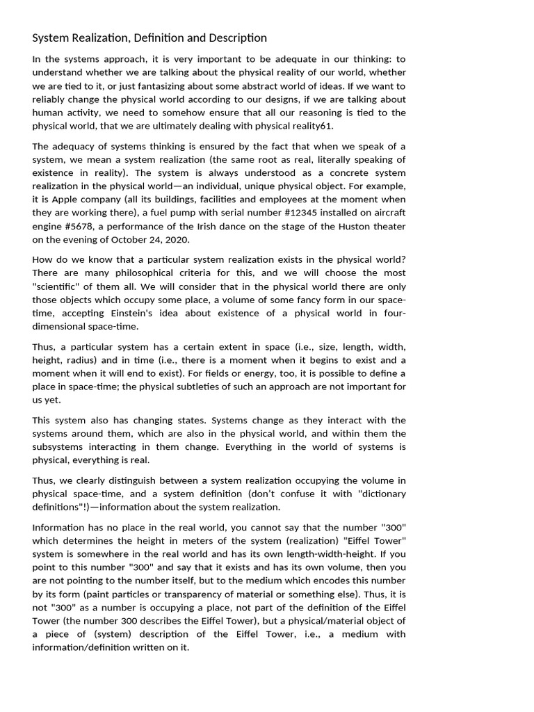 System Realization | PDF | System | Thought