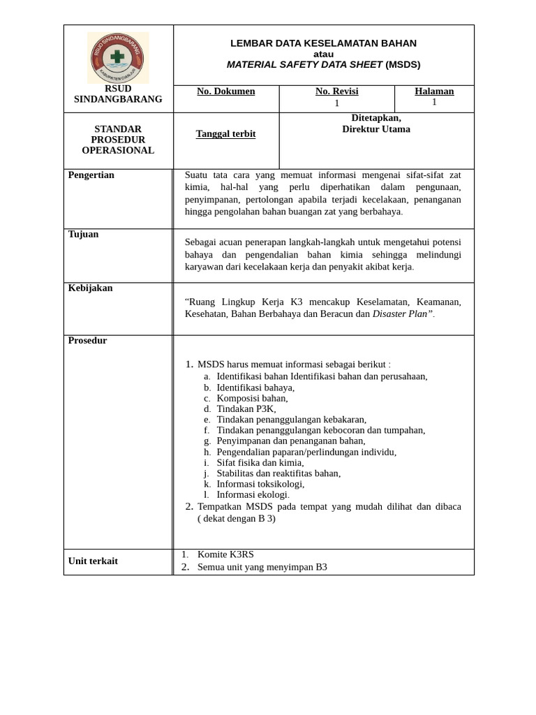 Lembar Data Keselamatan Atau MSDS | PDF