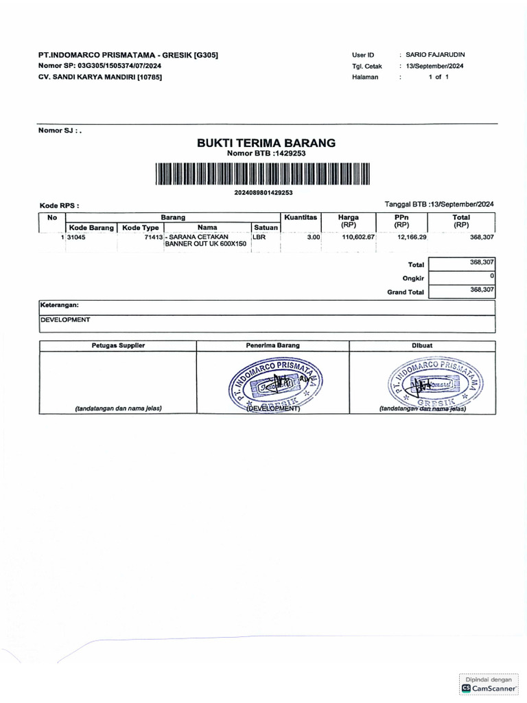 BTB Sandi Karya Mandiri, 13-09-2024 2 | PDF