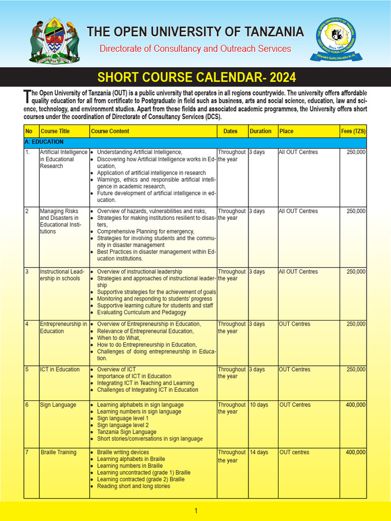 Short Courses Calendar 2024 01032024 | PDF | Governance | Entrepreneurship