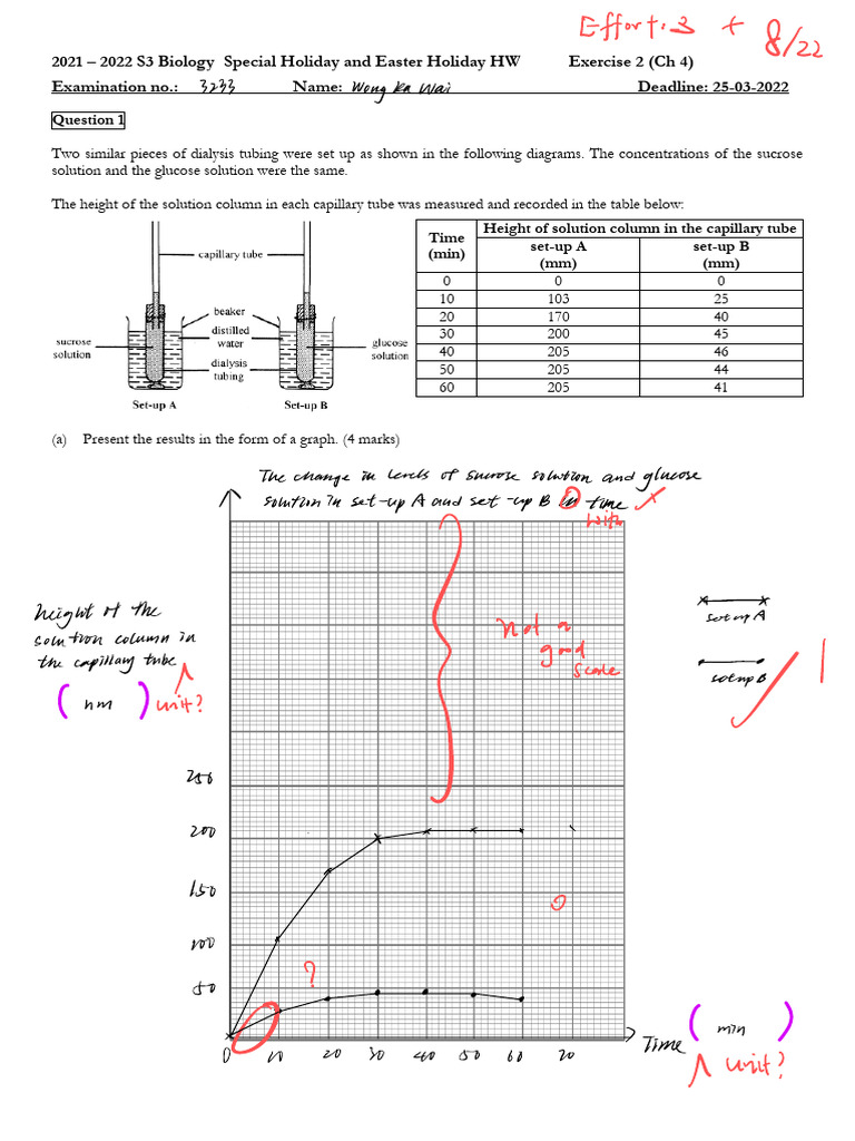 Edited - 2122 - Special Holiday HW - Exercise 2 (CH 4) - 25032022 | PDF | Osmosis | Diffusion
